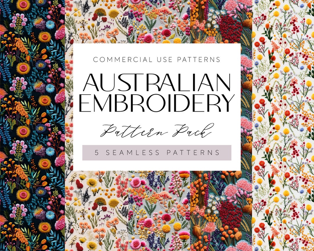Australian Embroidery Flowers Seamless Pattern PNG Aussie Floral ...