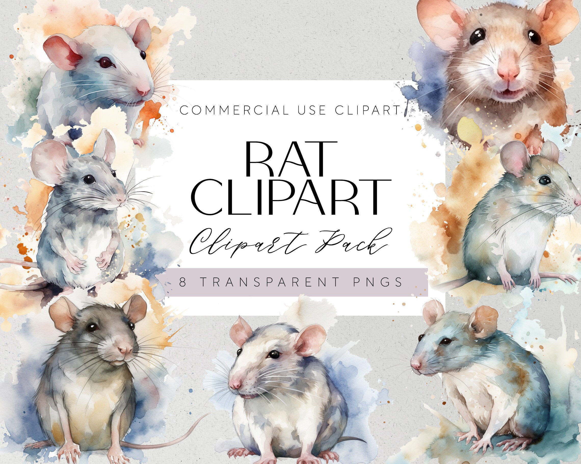 Rat Clipart 10 High Quality Pngs Transparent Junk Journals Watercolor ...