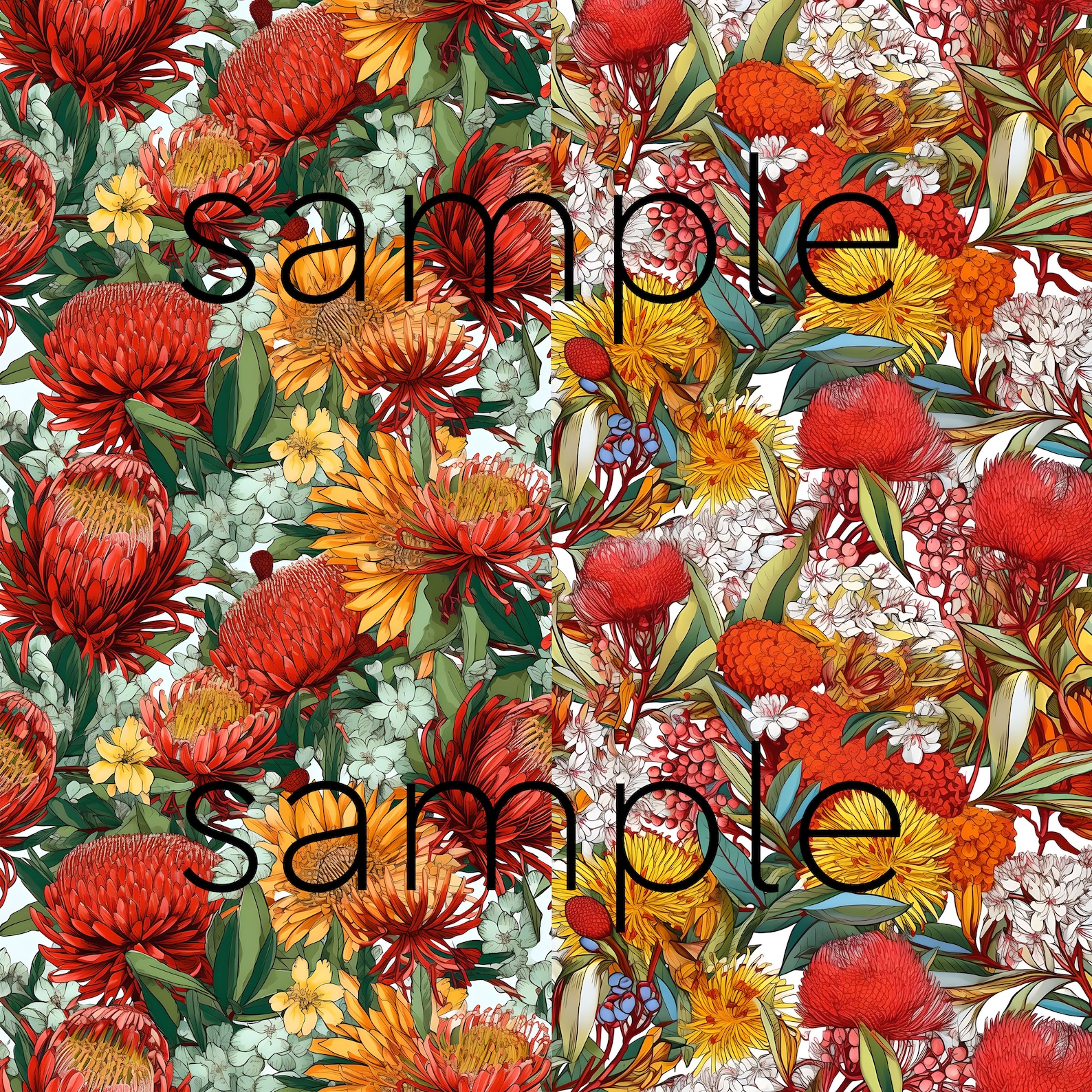 Australian Native Flowers Seamless Pattern PNG Aussie Floral Native ...