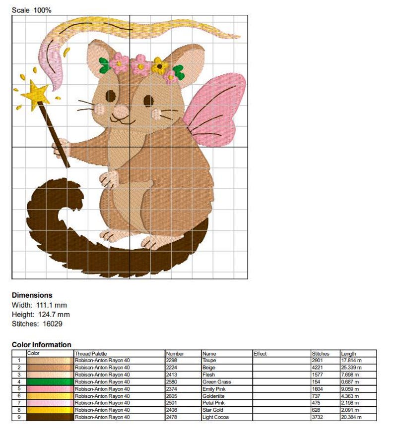 Fairy Possum Machine Embroidery Designs Baby Embroidery Designs Native ...