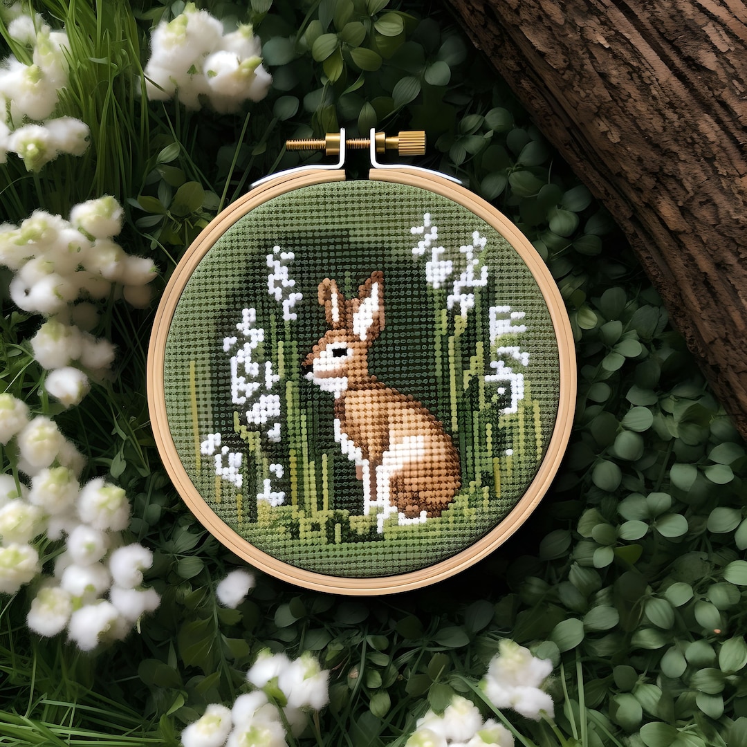 Rabbit Cross Stitch Pattern PDF Instant Download | Bunny Cross Stitch ...