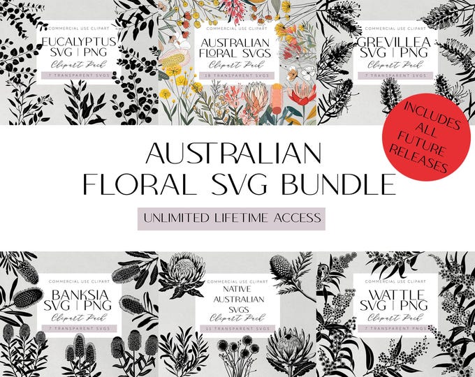 Australian Native Flowers Clipart Bundle, Watercolor Floral Bundle ...