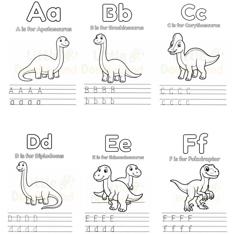 Dinosaur Alphabet Tracing Coloring Pages | A-Z Handwriting Practice ...