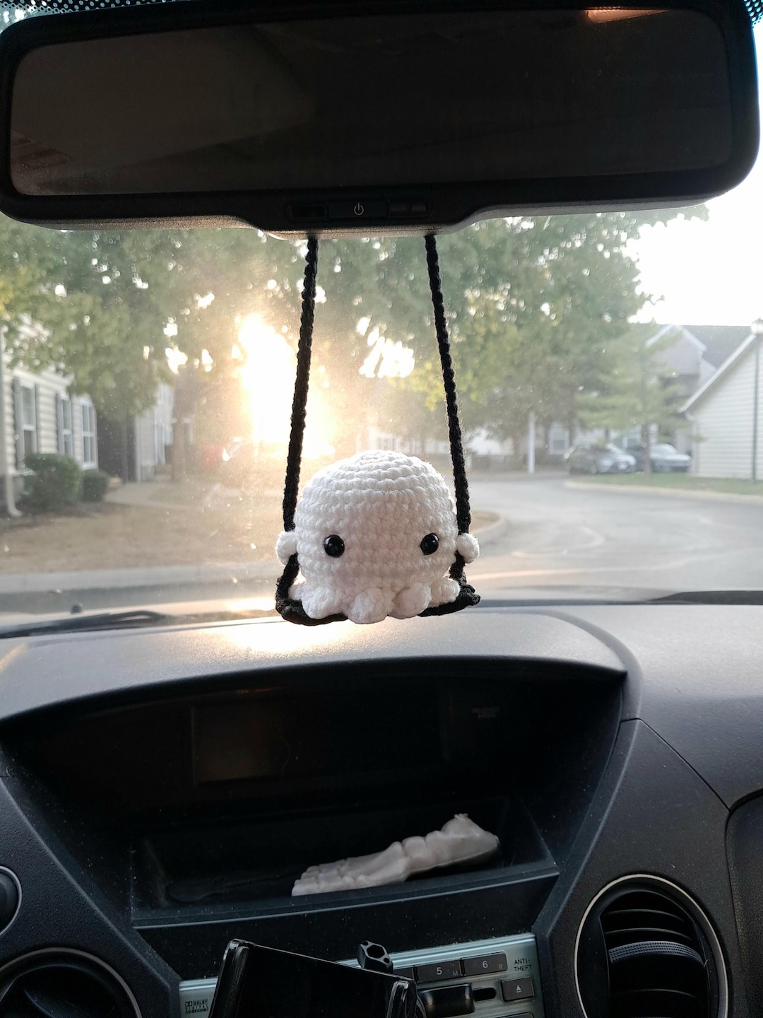 Tiny Ghost on a Swing Car Mirror Decoration, Cute Spooky Car ...