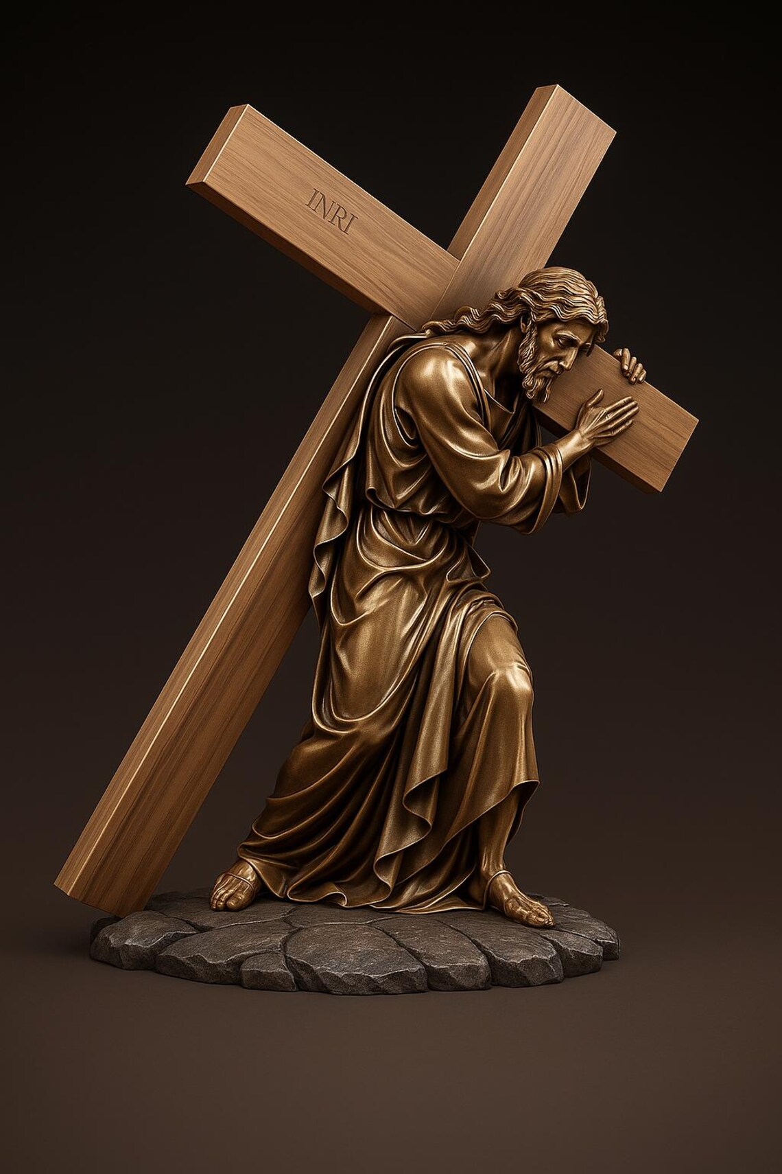Jesus Carrying the Cross 3D Printable STL | Religious Statue Model ...