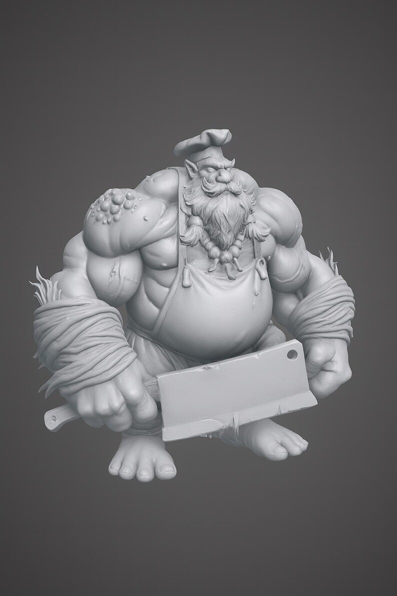 Ogre Chef Miniature STL File: 3D Printable Fantasy Cook (digital ...