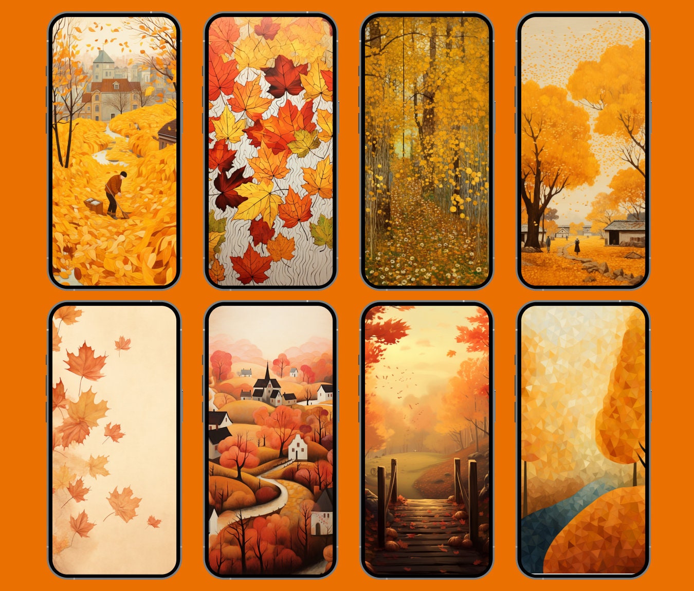 Fall Animated Elegance Digital Wallpaper Collection - Etsy