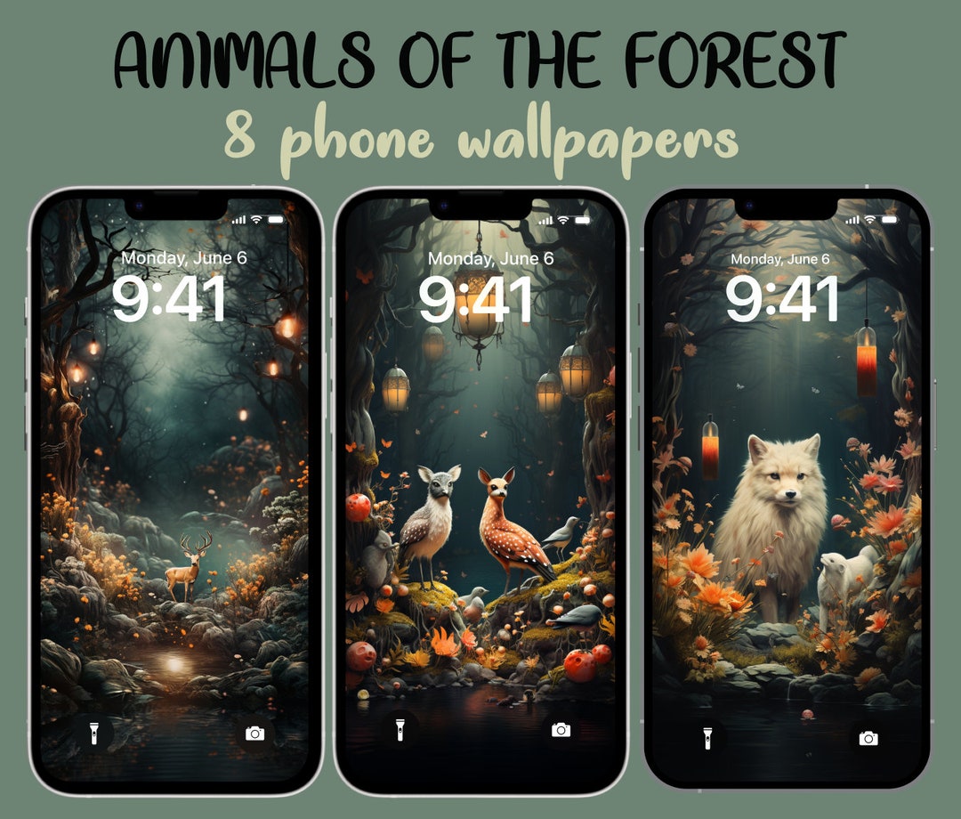 Whimsical Forest Animals Phone Wallpapers Collection, Night Animals ...