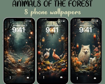 Light Boho Forest Phone Wallpapers Collection, Animals Woods ...