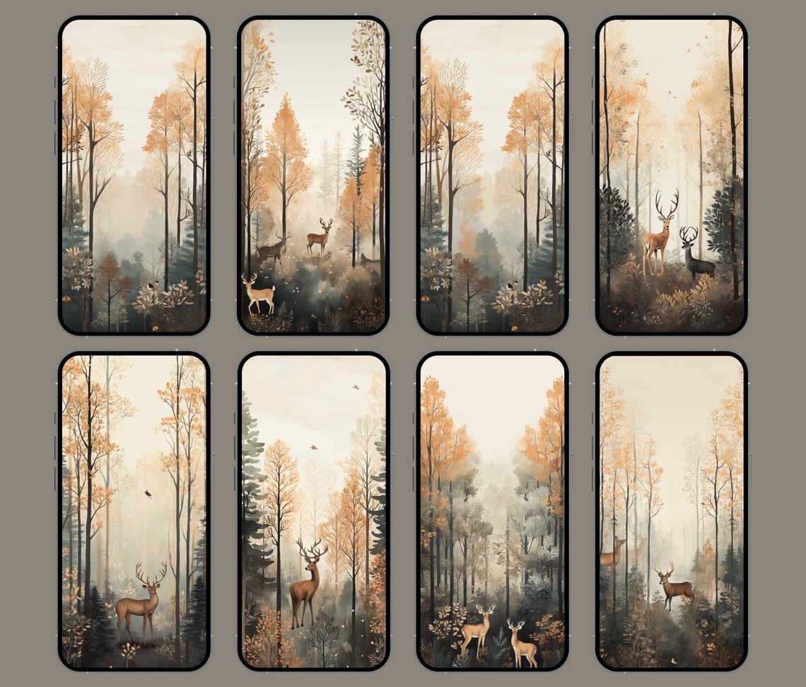 Light Boho Forest Phone Wallpapers Collection, Animals Woods ...
