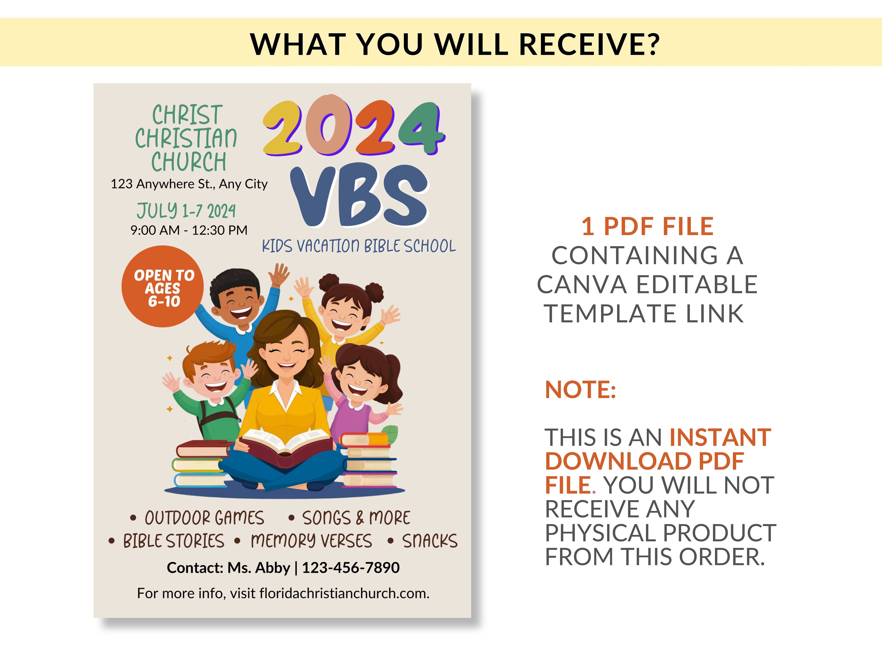 Vacation Bible School Poster Flyer, VBS Flyers, Editable Church Flyers Template for VBS 2024 ...