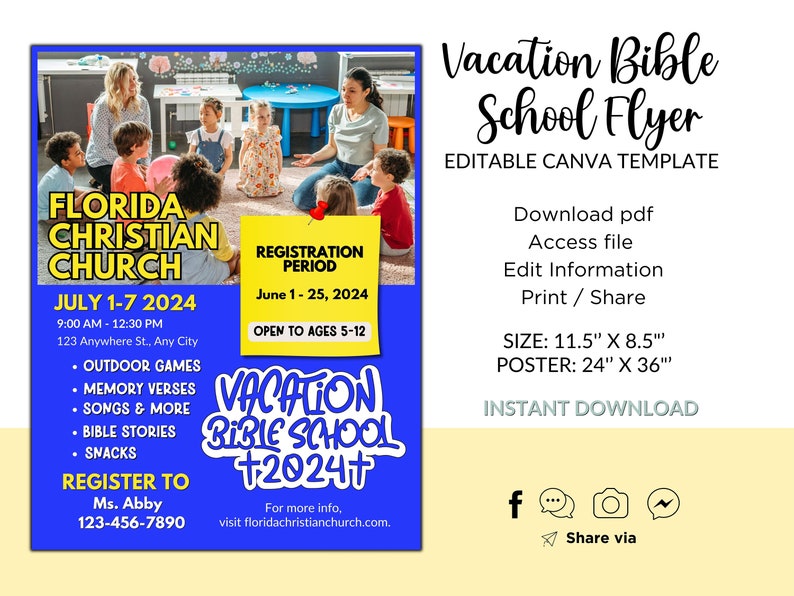 VBS 2024 Flyer: Editable Church Event Template (instant Download) - Etsy