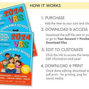 Vacation Bible School Poster Flyer, VBS Flyers, Editable Church Flyers Template for VBS 2024 ...