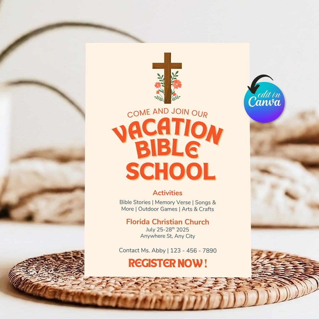 VBS Church Flyer Template: Editable Vacation Bible School Design ...