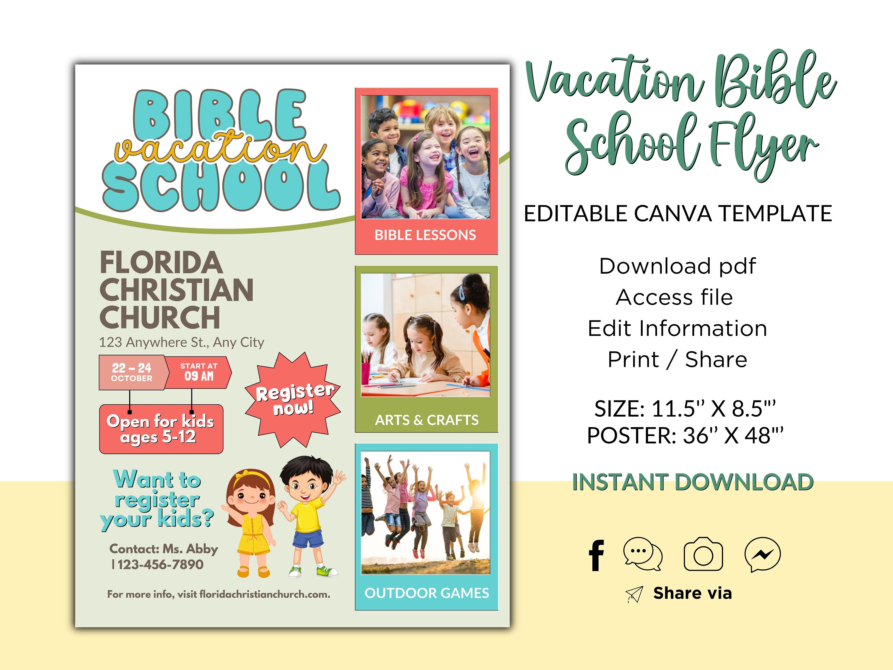 Editable Vacation Bible School Flyer Template: Church Event Poster (instant Download) - Etsy