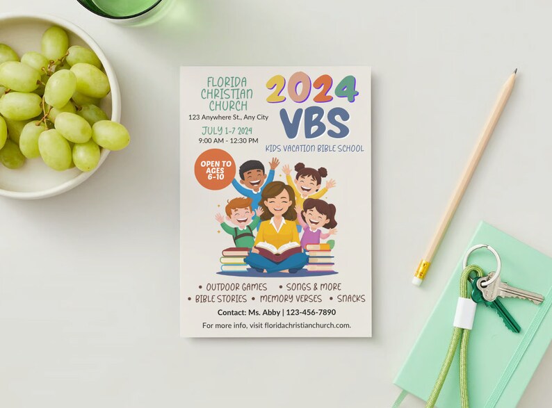 Vacation Bible School Poster Flyer, VBS Flyers, Editable Church Flyers Template for VBS 2024 ...