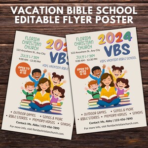Vacation Bible School Poster Flyer, VBS Flyers, Editable Church Flyers Template for VBS 2024 ...