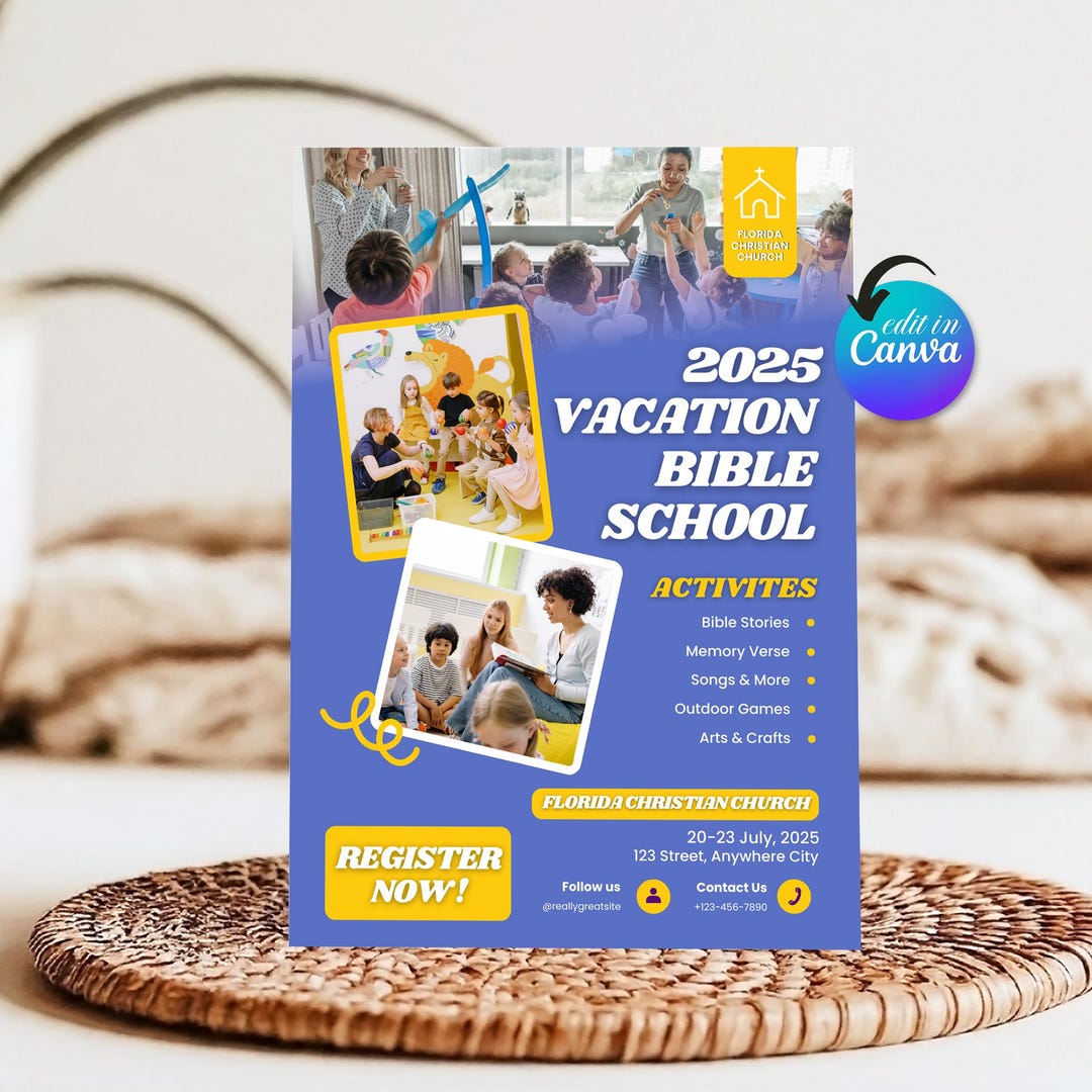 Editable VBS Flyer Template: Church Vacation Bible School (instant ...