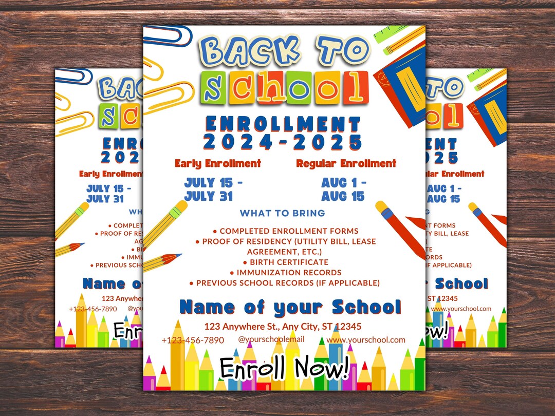 Back 2 School Flyer, School Enrollment Flyer, Back to School Canva ...