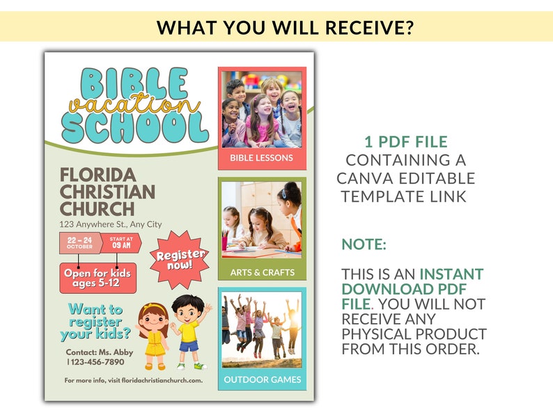 Editable Vacation Bible School Flyer Template: Church Event Poster ...