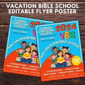 Vacation Bible School Poster Flyer, VBS Flyers, Editable Church Flyers ...
