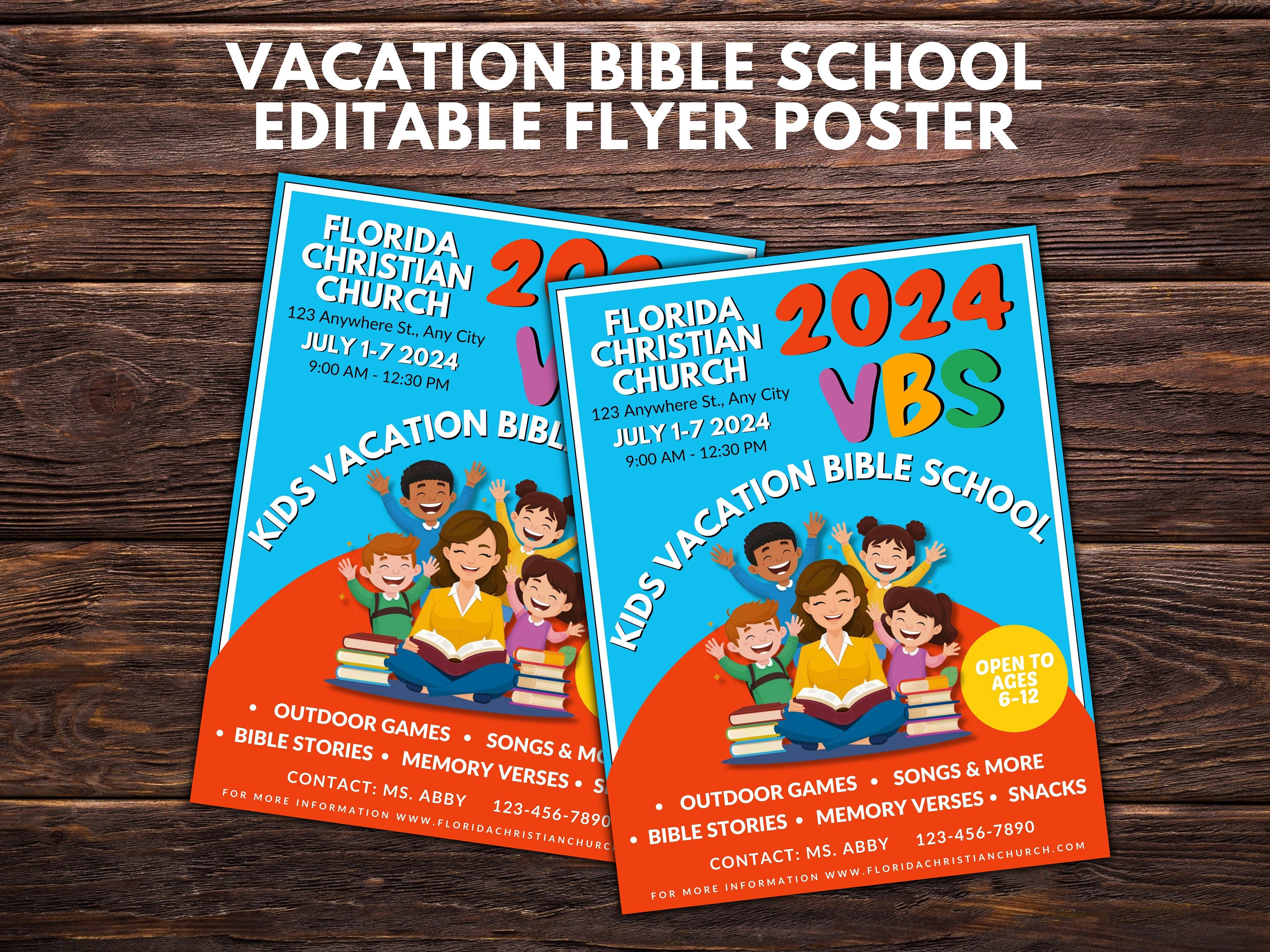Vacation Bible School Poster Flyer, VBS Flyers, Editable Church Flyers Template for VBS 2024 ...