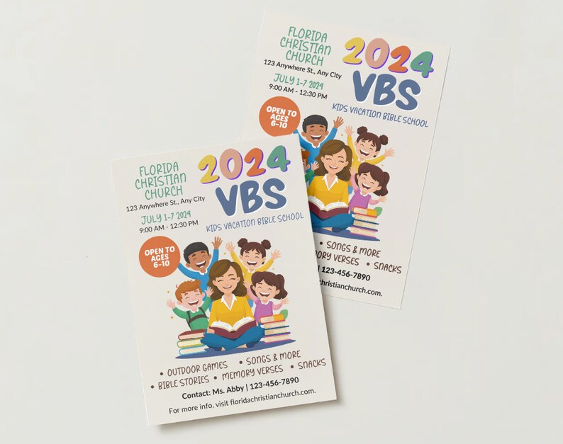 Vacation Bible School Poster Flyer, VBS Flyers, Editable Church Flyers Template for VBS 2024 ...
