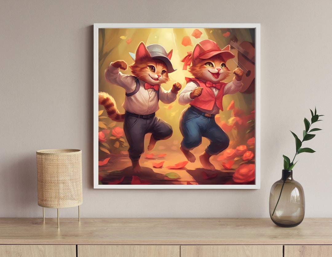 Dancing Cats Artwork | Digital Print | Instant Download - Etsy