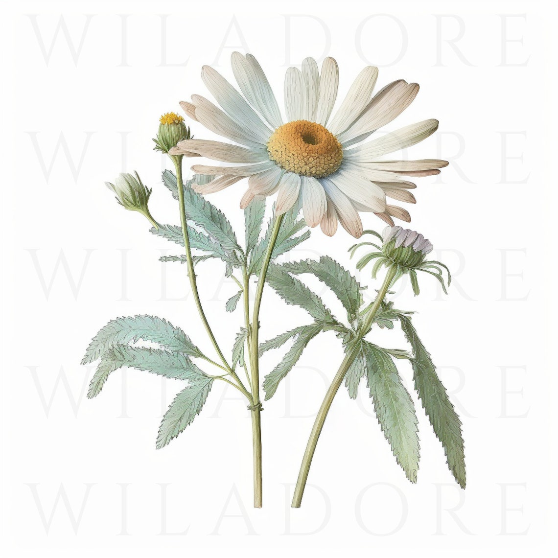 10 Watercolor Daisy Flower Art, Daisy Flowers, Floral Clipart, Wedding ...