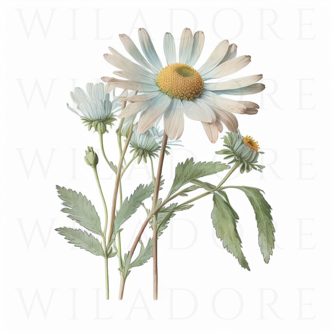 10 Watercolor Daisy Flower Art, Daisy Flowers, Floral Clipart, Wedding ...