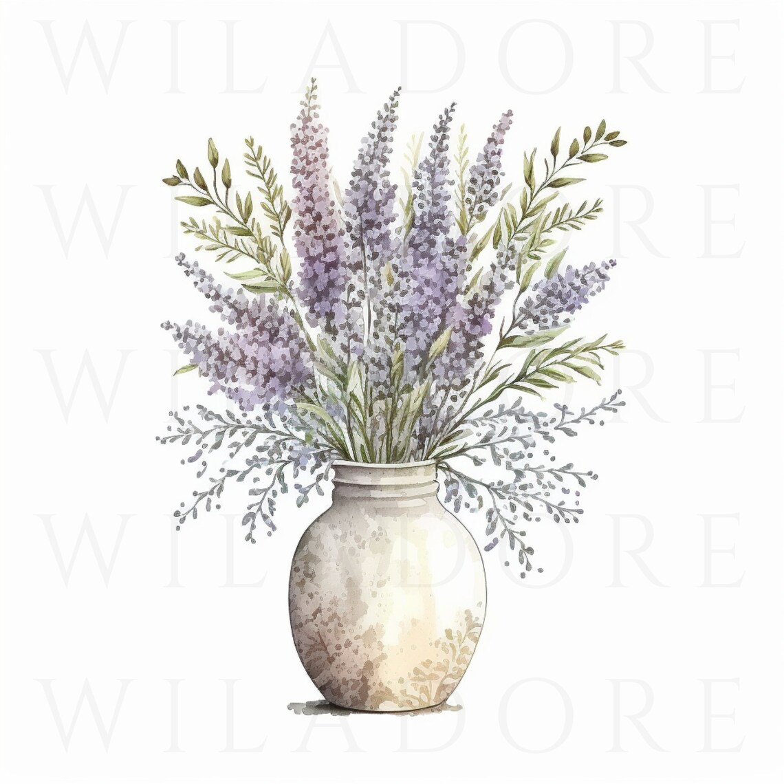 10 Watercolor Lavender Flower Art, Vase, Lavender Flowers, Floral ...