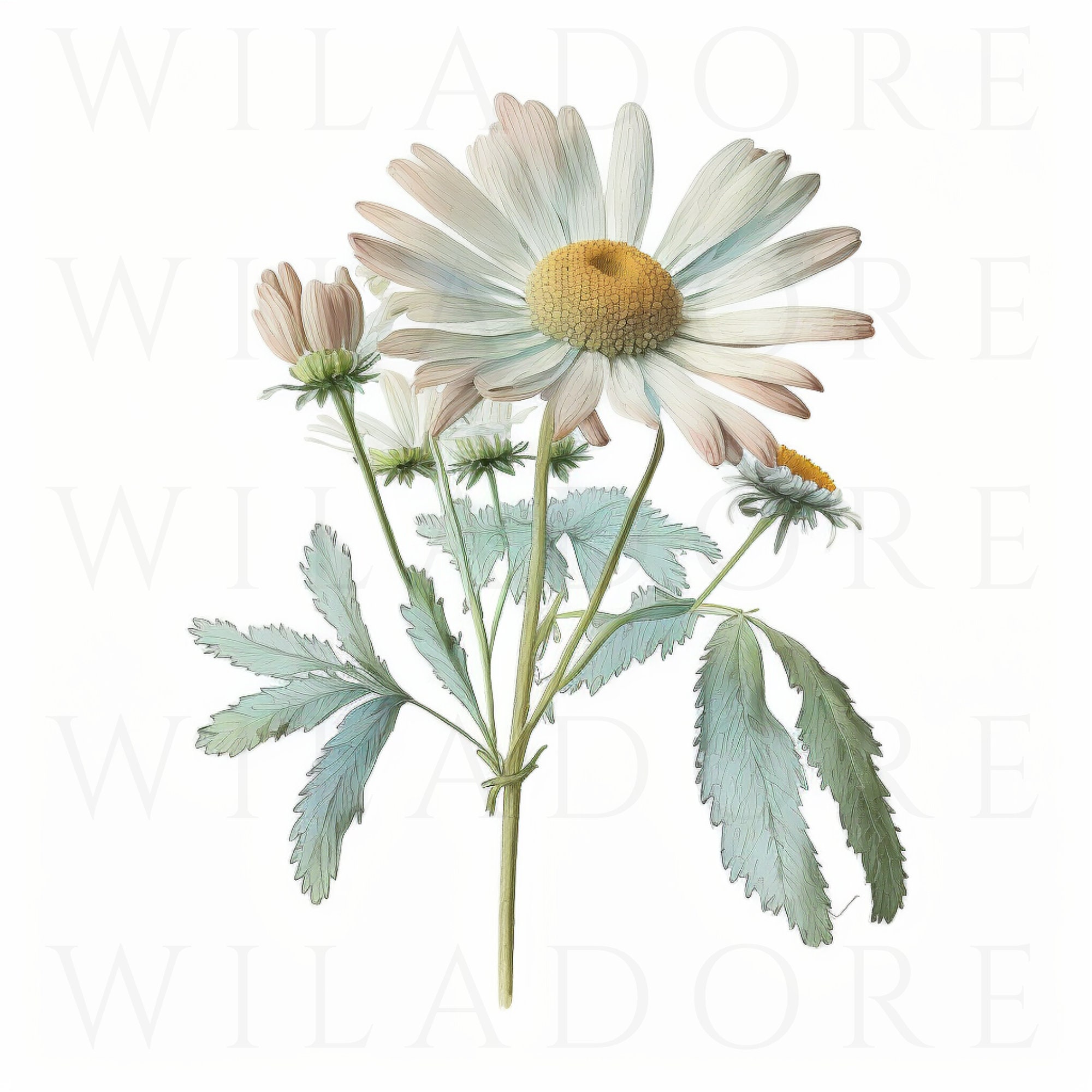 10 Watercolor Daisy Flower Art, Daisy Flowers, Floral Clipart, Wedding ...