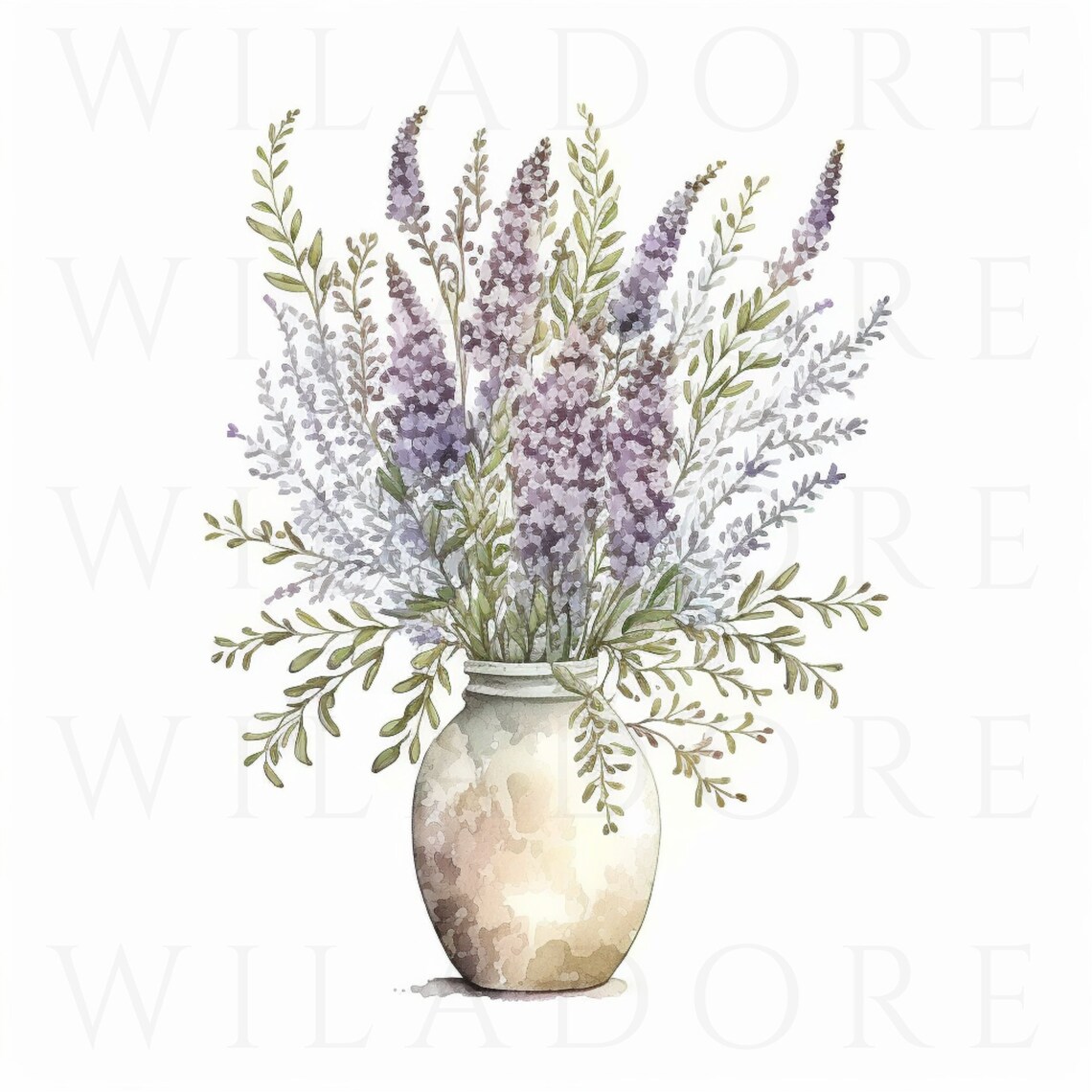 10 Watercolor Lavender Flower Art, Vase, Lavender Flowers, Floral ...