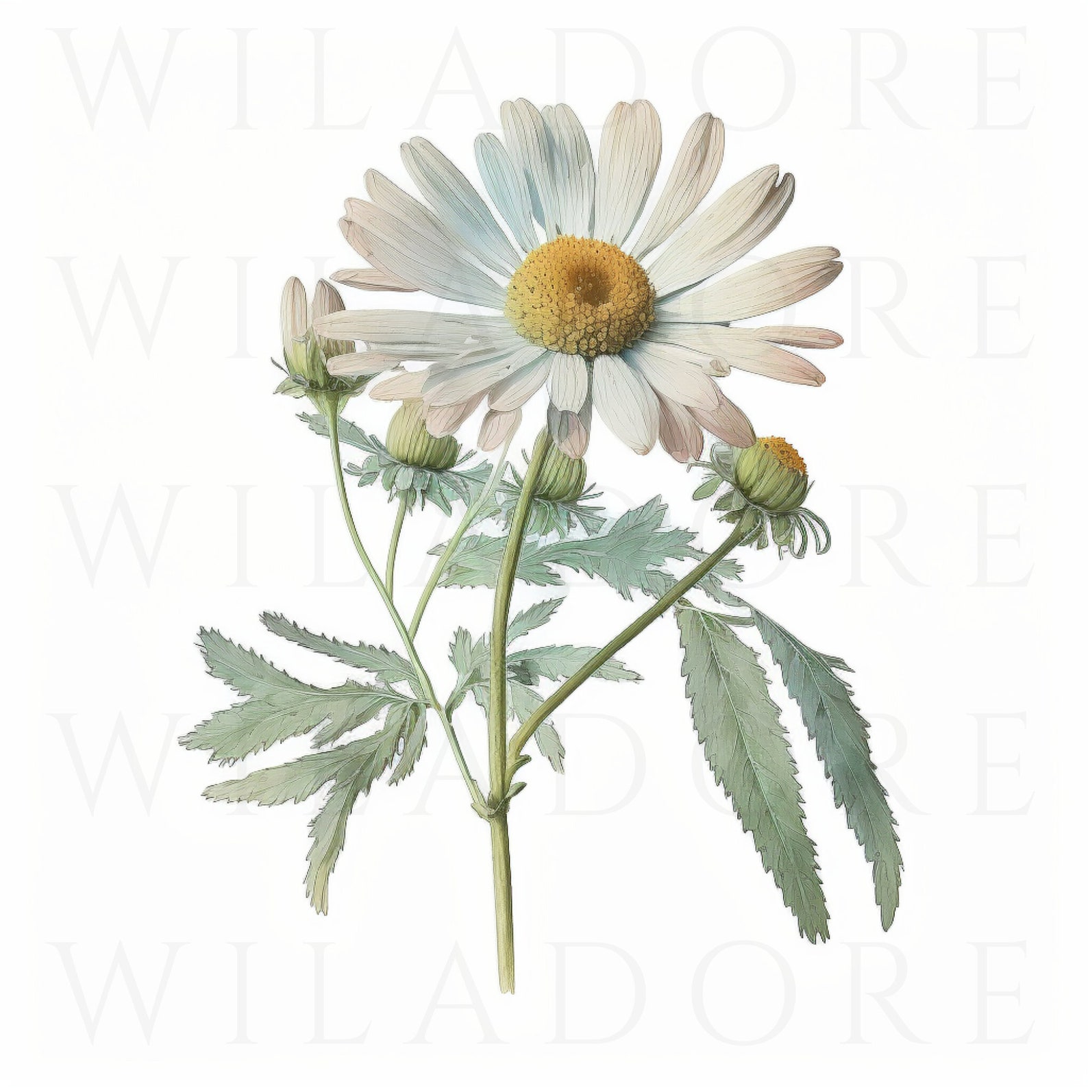 10 Watercolor Daisy Flower Art, Daisy Flowers, Floral Clipart, Wedding ...