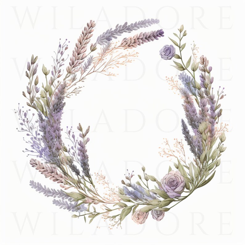 10 Watercolor Lavender Flower Border Art, Wreath, Lavender Flowers ...
