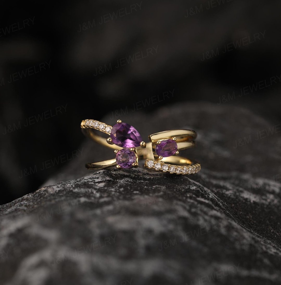 Unique Amethyst Engagement Ring, Gorgeous Amethyst Promise Ring ...