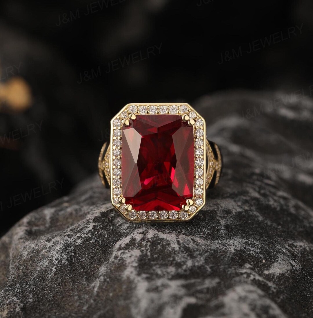 Stunning Ruby Statement Ring, Elegant Radiant Cut Ruby Ring, Bold Ruby ...