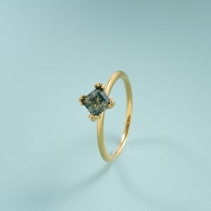 Princess Moss Agate Ring, Green Moss Agate Engagement Ring, Natural ...