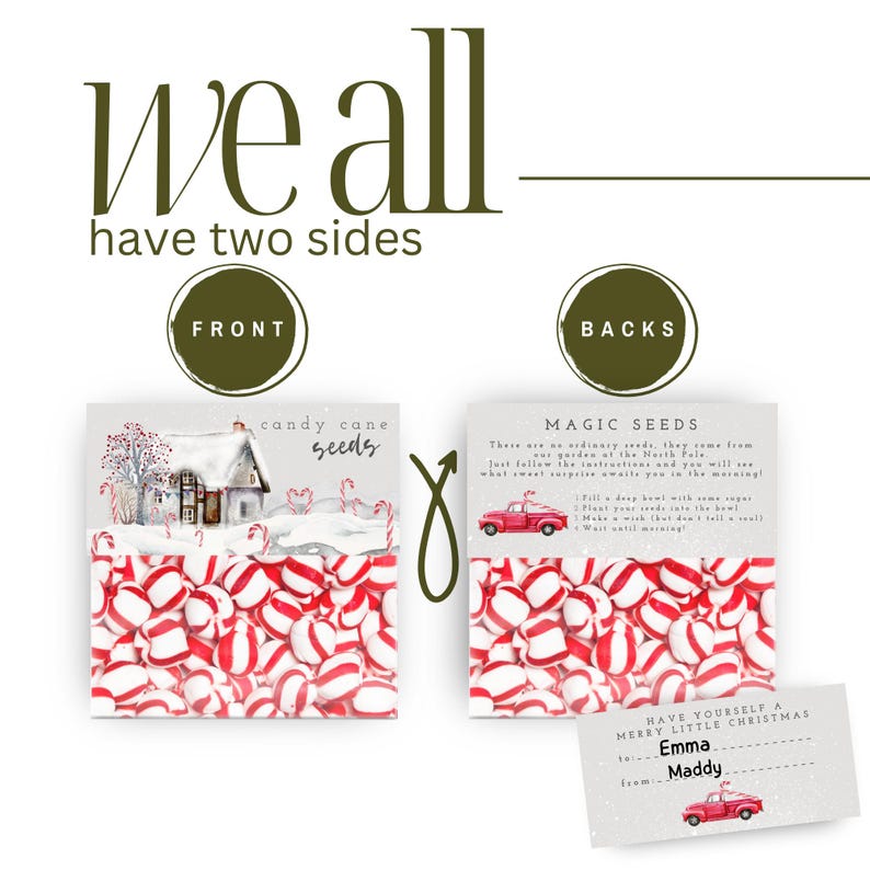 Cute Candy Cane Seeds Christmas Treat Bag Toppers Printable Xmas Party ...
