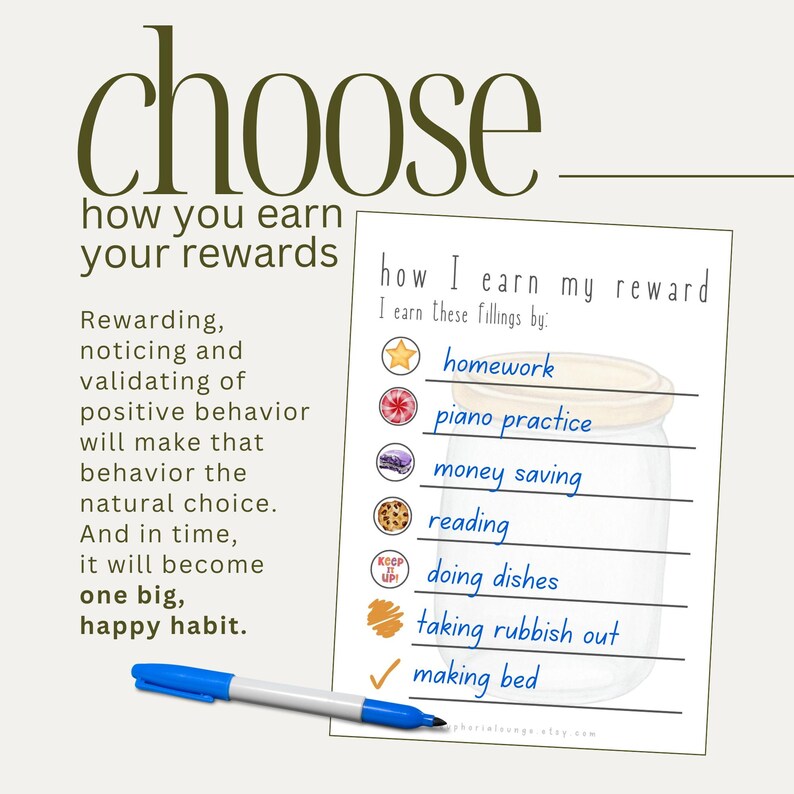 Reward Jar Printable Chart for Kids or Adults With Fillable Options ...