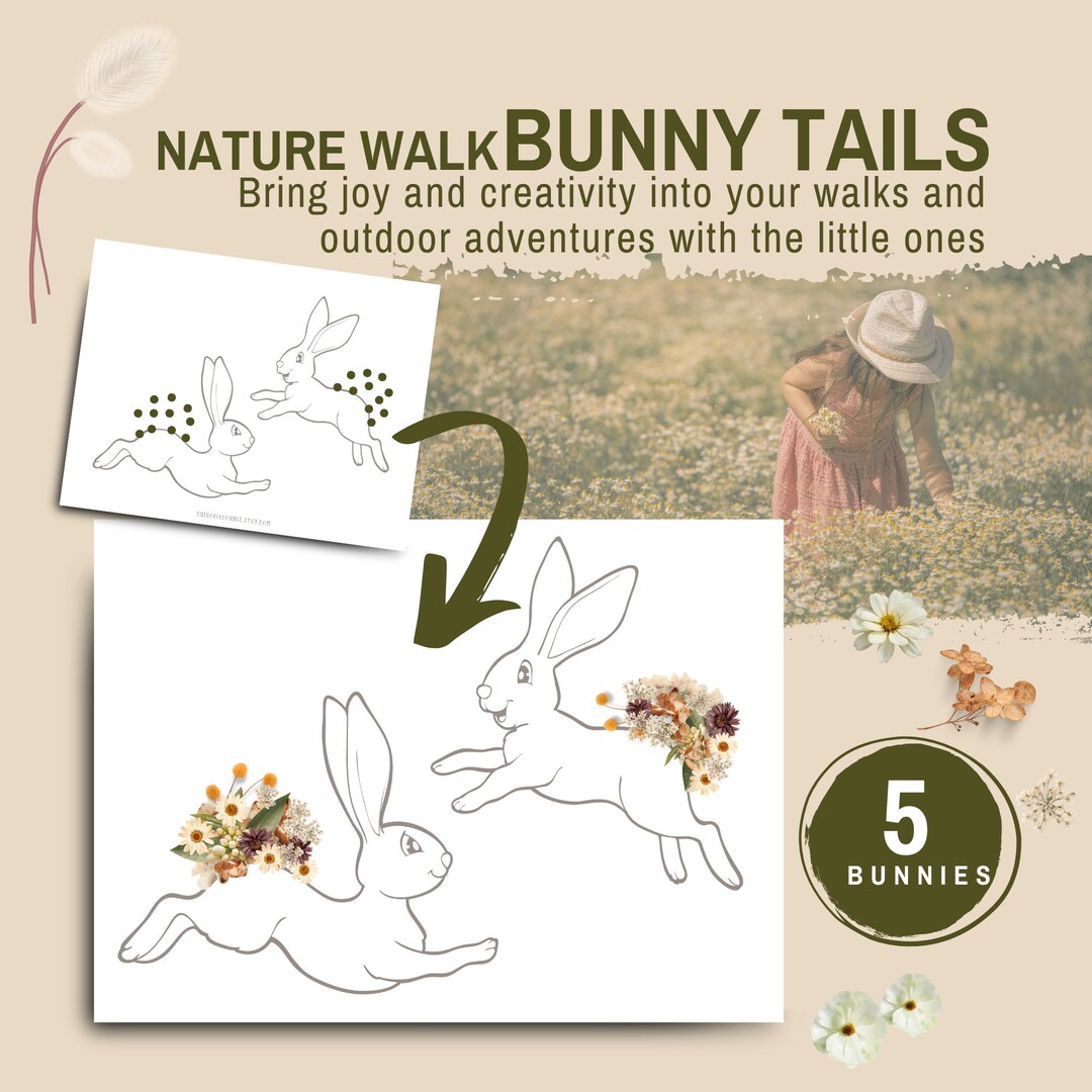 Nature Walk Bunny Tails DIY Printable Craft Activity Cute Flower ...