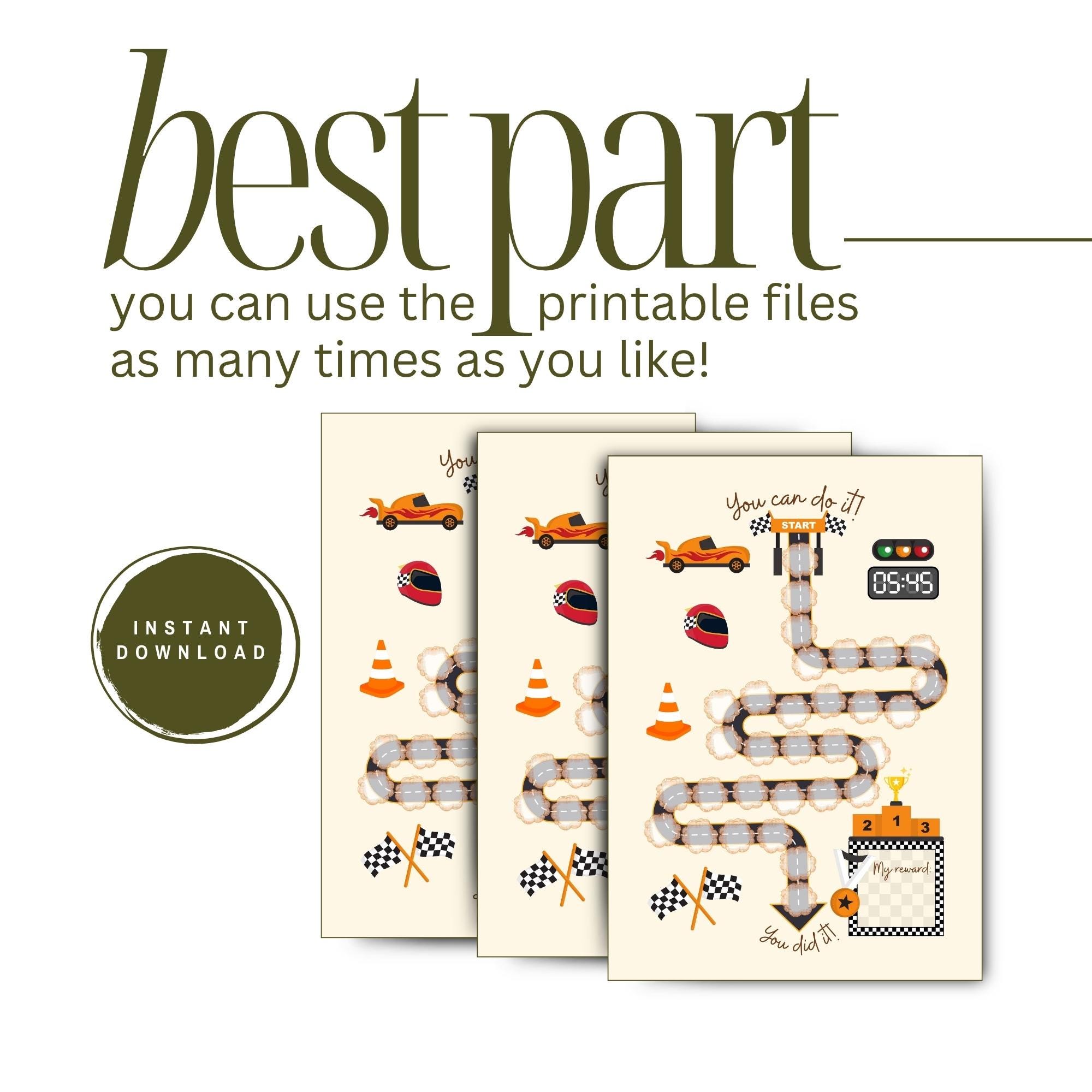 Racing Car Reward Chart for Kids, Behavior Chart Printable Chore Task ...