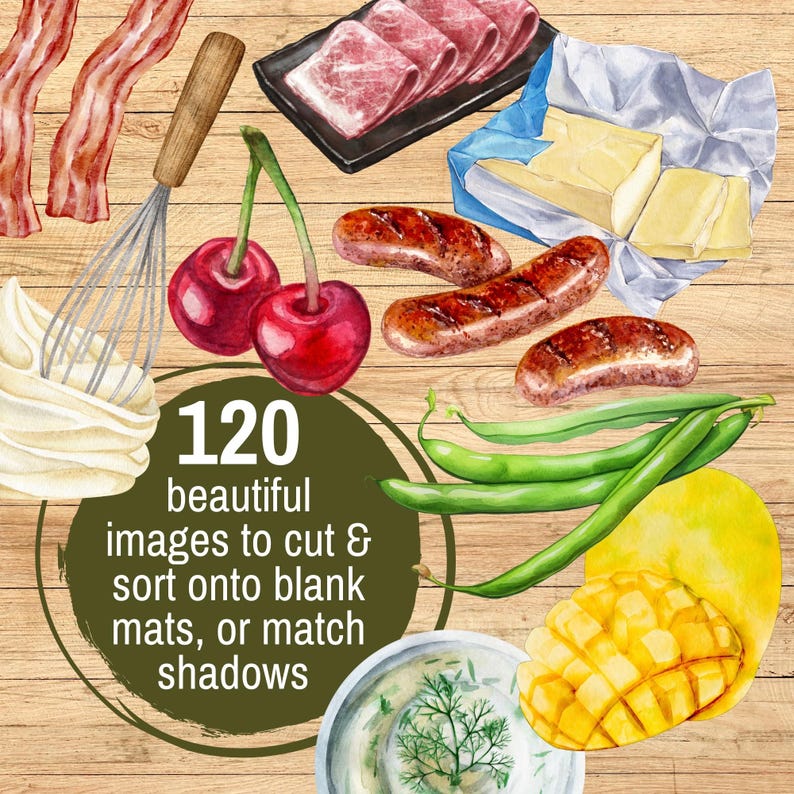 Identify Food Sorting and Shadow Matching Activity Printable Picture ...