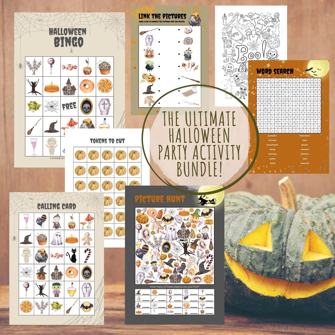 Halloween Bingo, Printable Halloween Game Kit, Halloween Bundle to ...