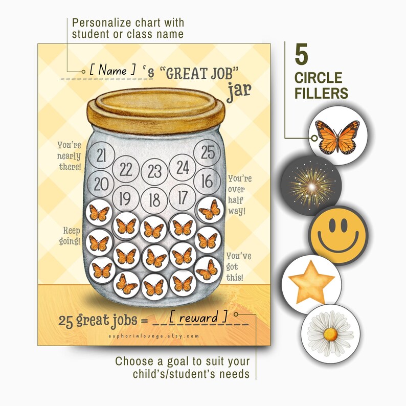 Great Job Jar Reward Chart Printable for Kids Students Class Reward ...