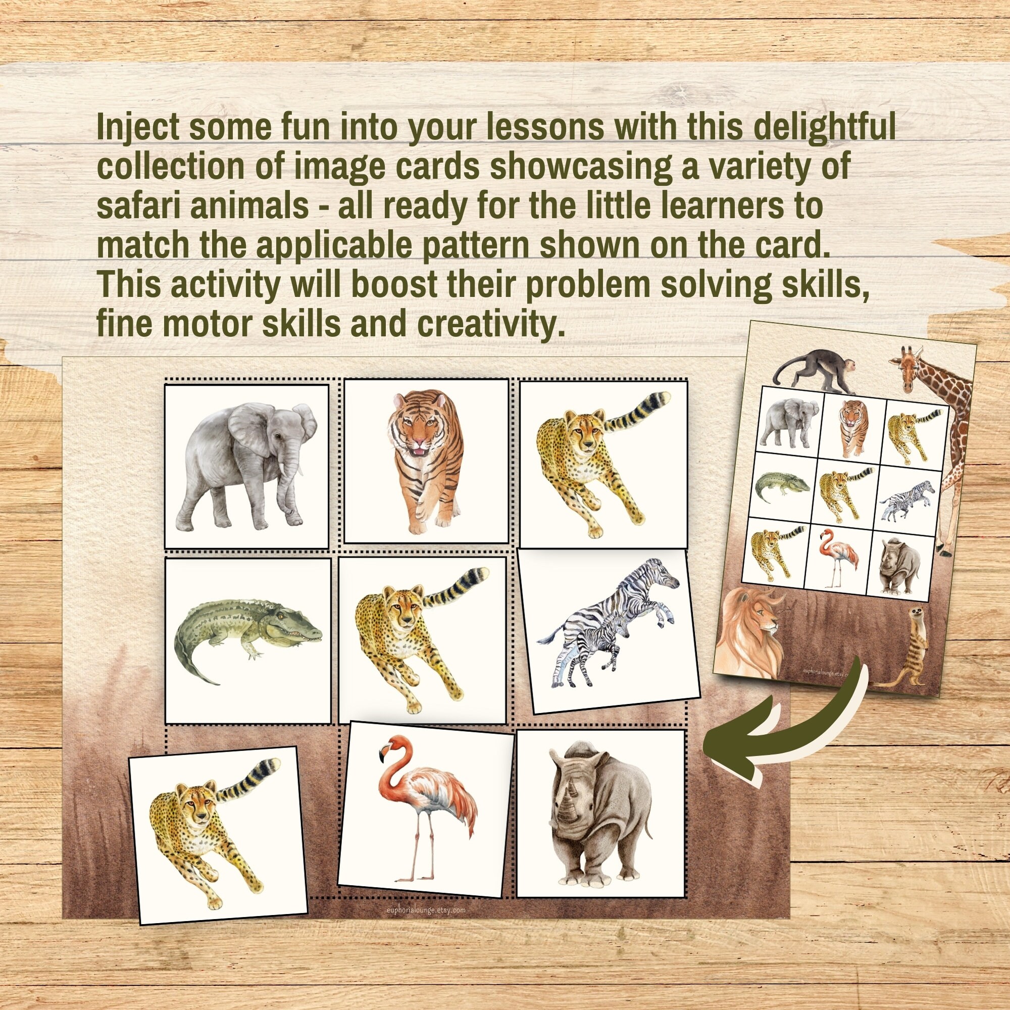 Safari Life Pattern Activity Sorting Picture Card Montessori Resource ...