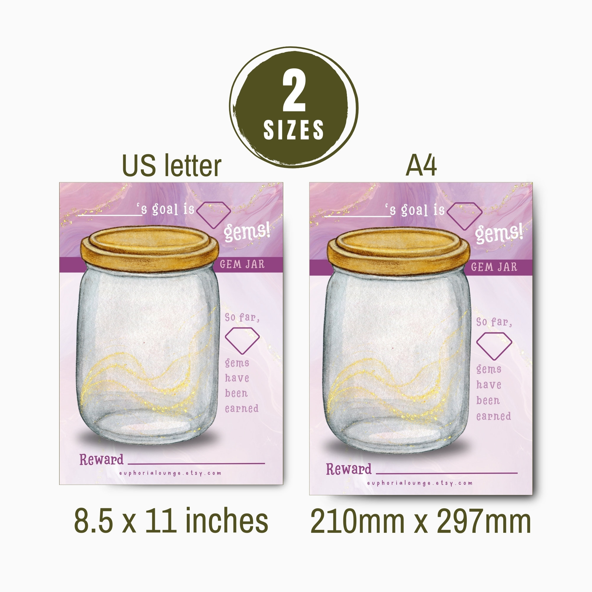 Gem Jar Printable Reward Chart for Kids Students, Motivational Positive ...