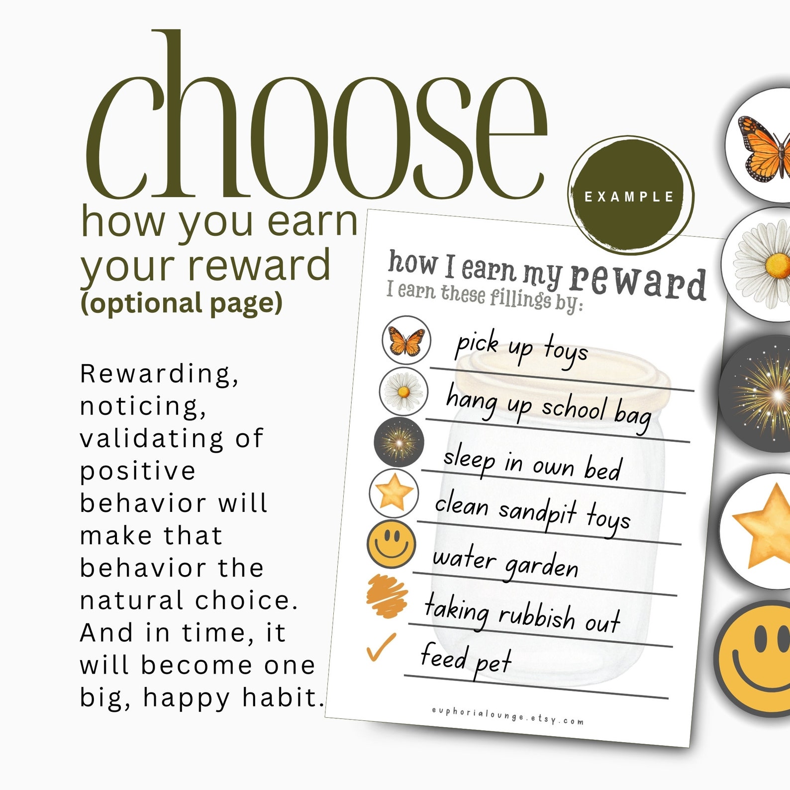 Great Job Jar Reward Chart Printable for Kids Students Class Reward ...