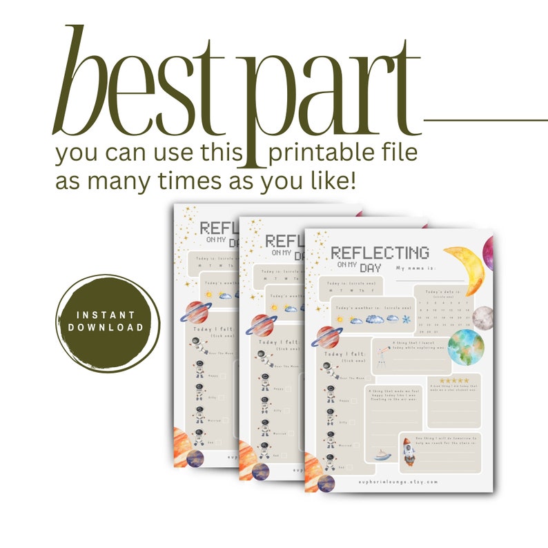 Daily Reflections Activity Printable for Kids, Homeschool Teacher ...