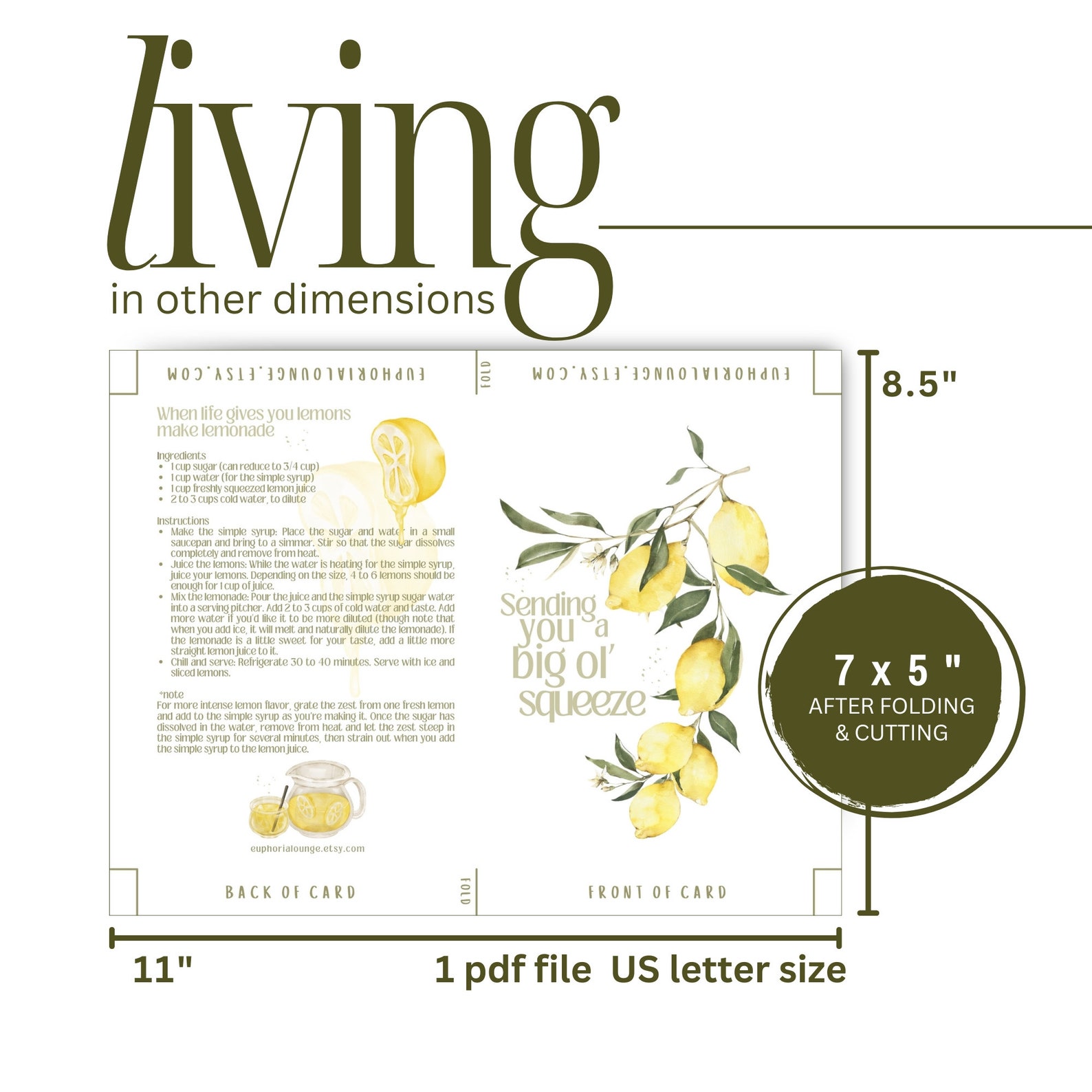 Sending You a Big Squeeze Printable Card, Lemon Pun Friendship Card ...